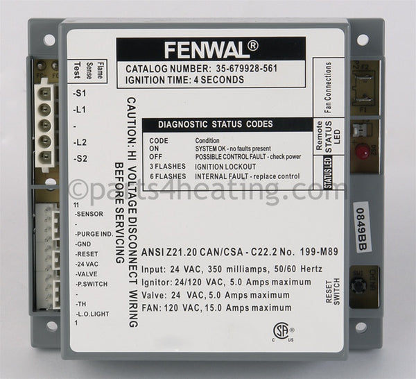 Fenwal Controls Inc. Ignition Control 24 Vac Proven Hsi W/Blower Relay ...